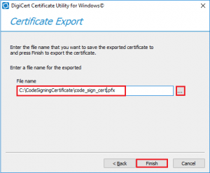 Export Code Signing PFX Certificate with the DigiCert Utility Tool