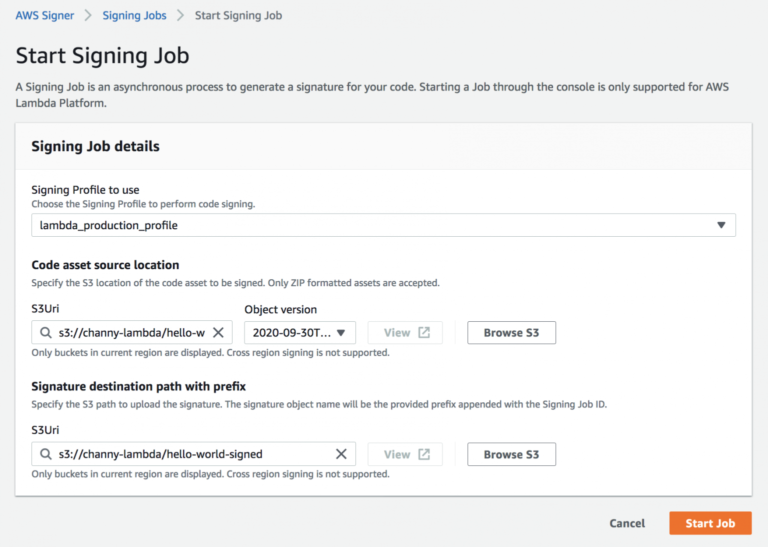 How to Configure Code Signing for AWS Lambda?