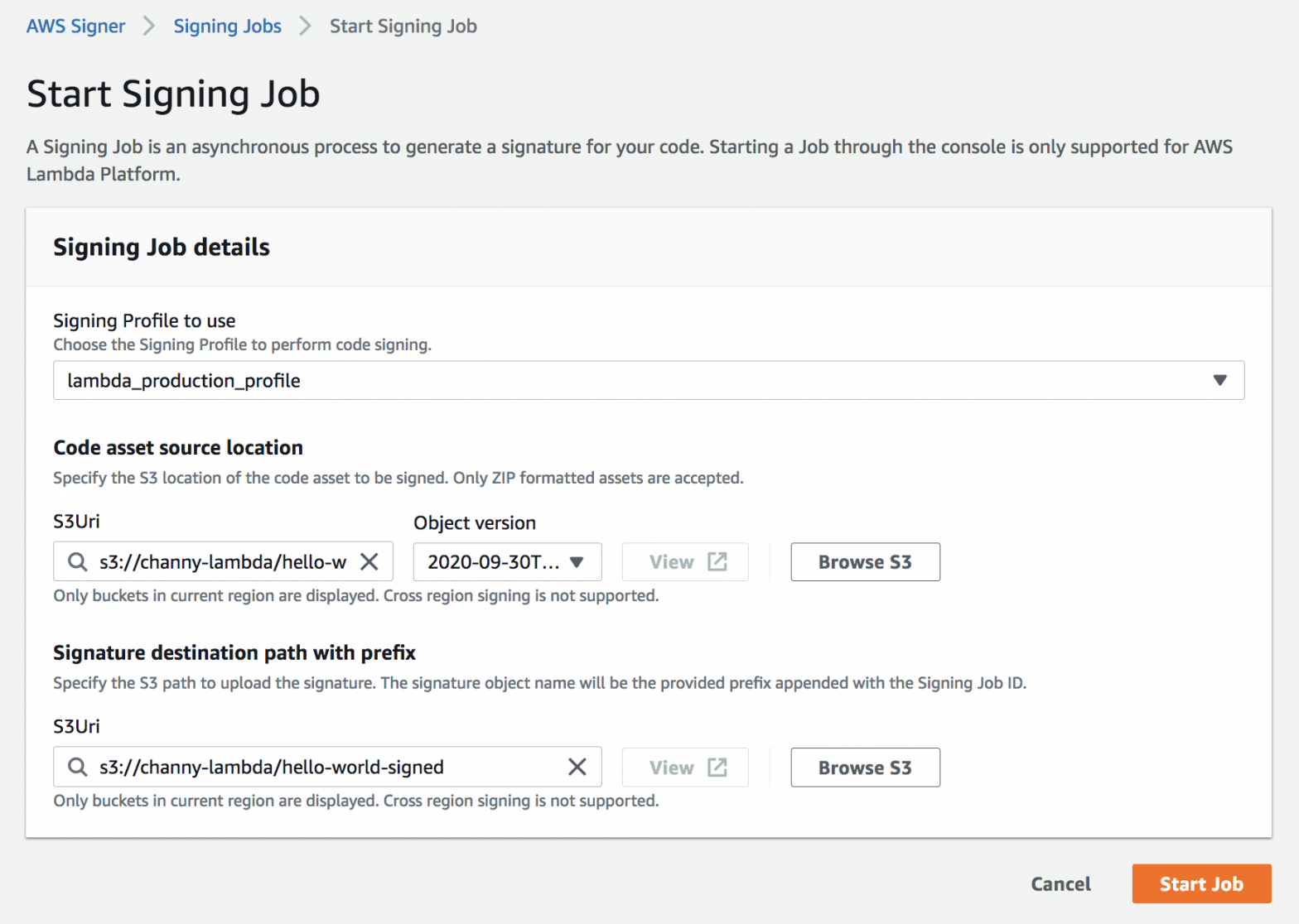 How to Configure Code Signing for AWS Lambda?