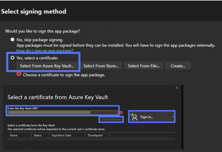 How to Sign Visual Studio Packages using Azure Key Vault?
